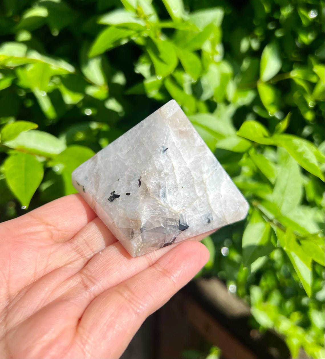 45mm Rainbow Moonstone Crystal Pyramid, Natural Crystal Pyramid Stone ...