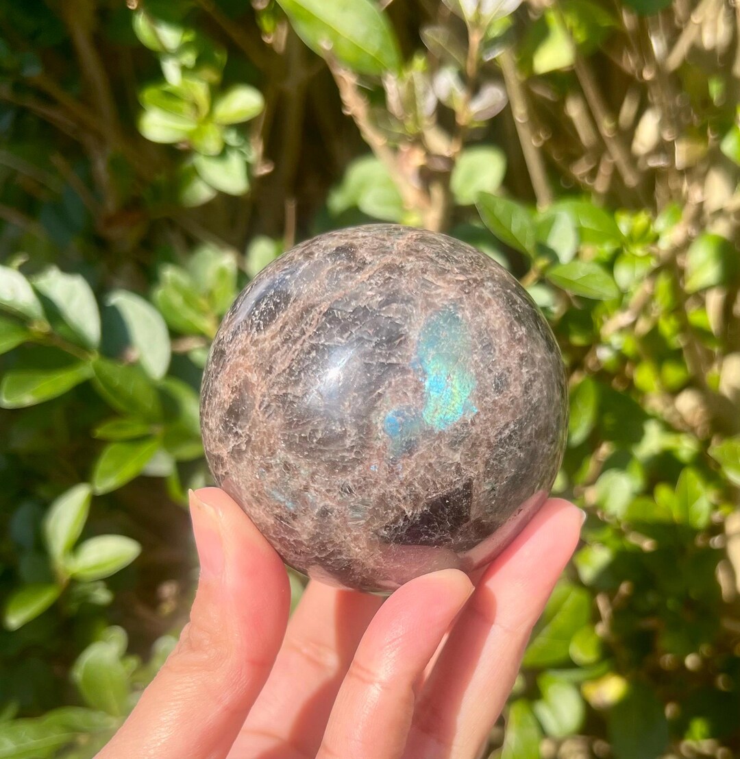 65mm / 445grams Blue Pearl Larvikite Crystal Sphere, Crystal Ball, Blue ...
