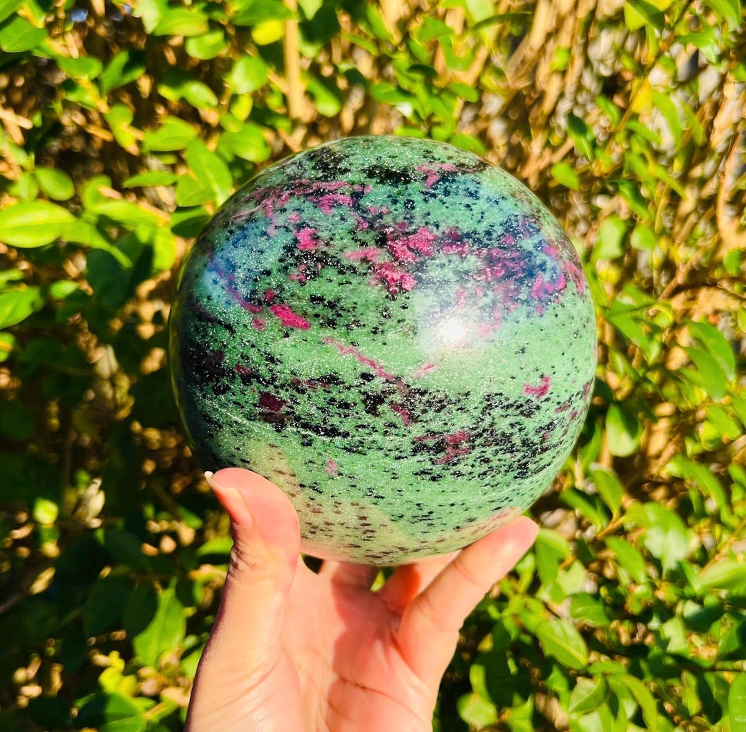 135mm / 4.015kg Large Rare Ruby Zoisite Crystal Natural Stone Sphere, Ruby Zoisite, Crystal Ball ...