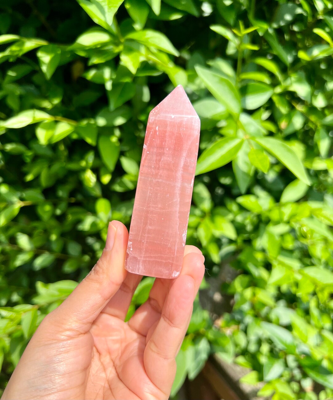 90mm Rose Calcite Crystal Natural Tower, Quartz Crystal, Rose Calcite ...