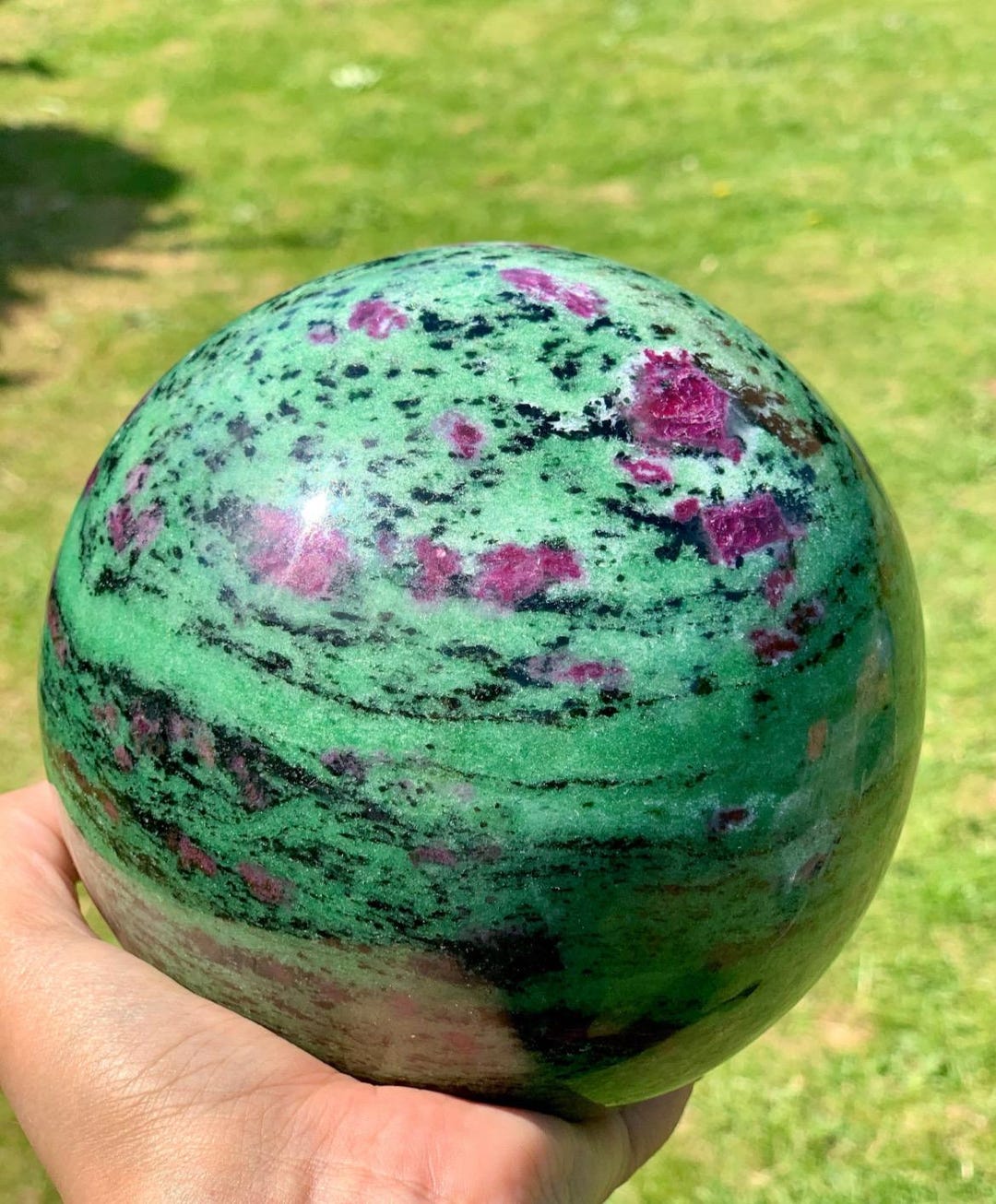 135mm / 4.015kg Large Rare Ruby Zoisite Crystal Natural Stone Sphere ...