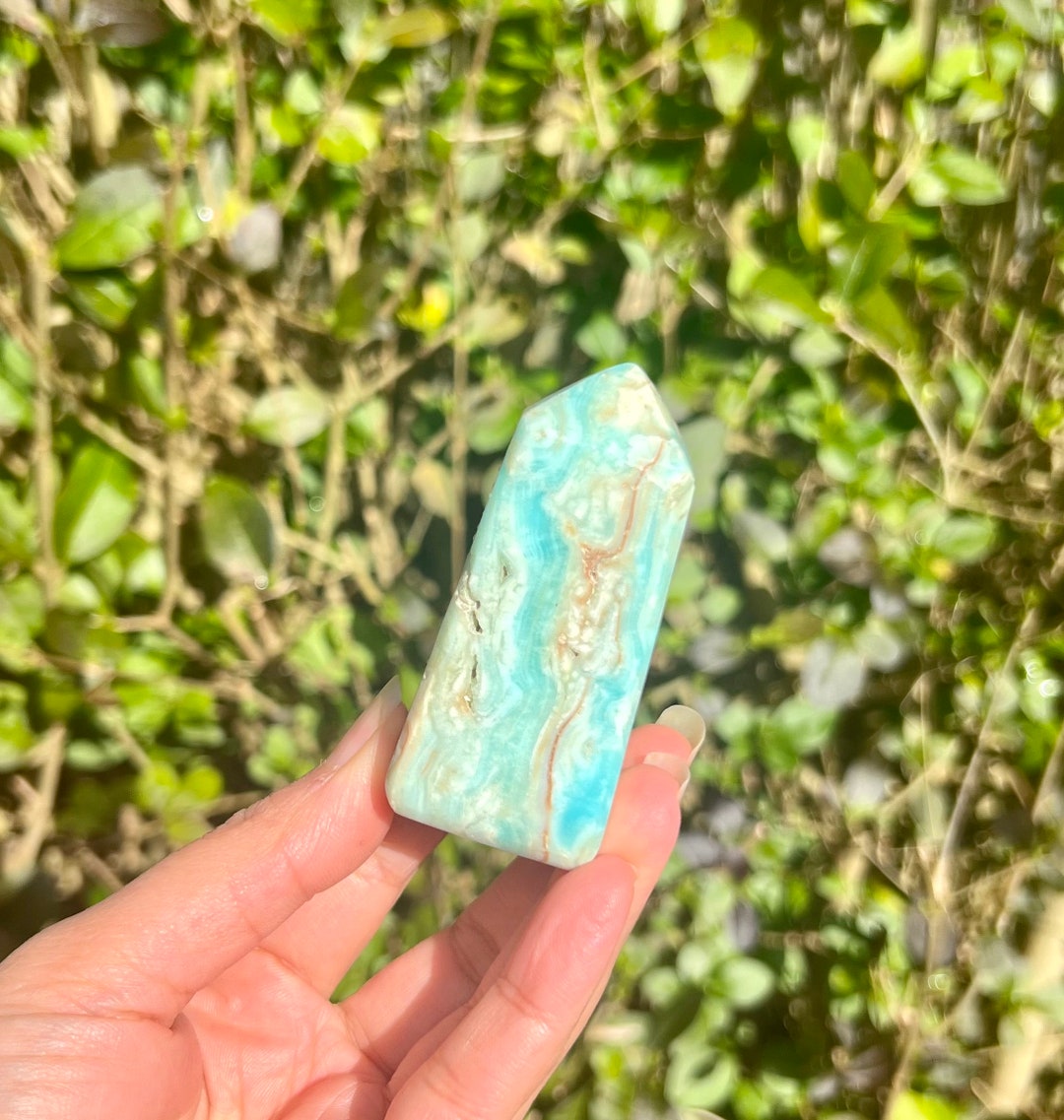 70mm Blue Aragonite Tower. Crystal Point, Blue Aragonite Crystal - Etsy