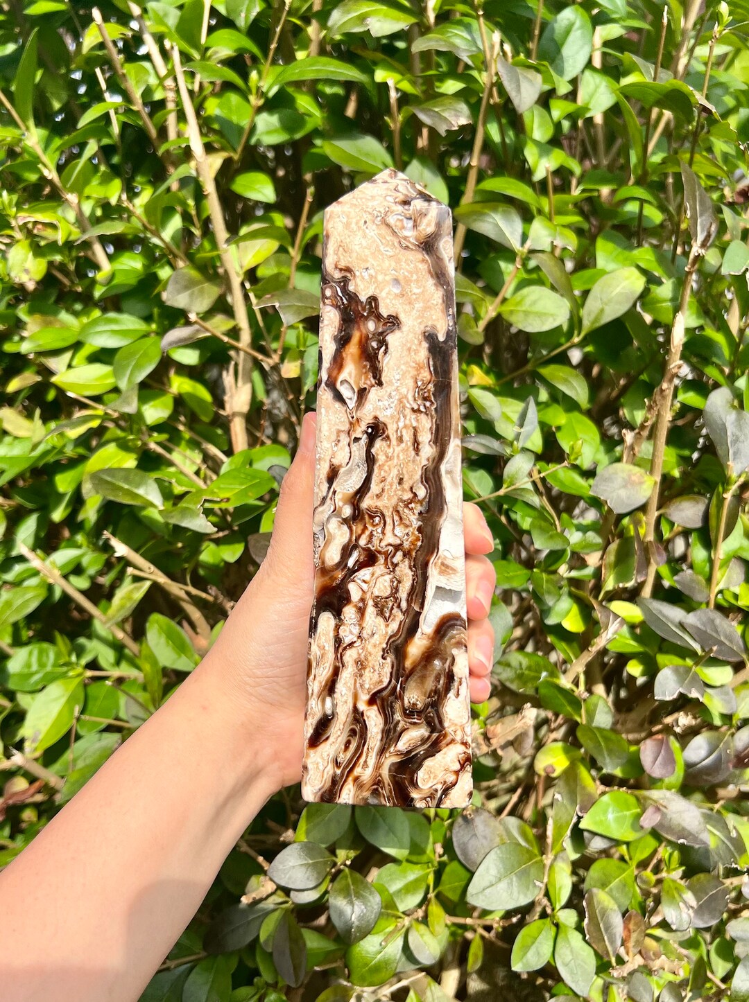 220mm / 1.220kg Large Chocolate Calcite Tower. Crystal Point, Chocolate ...