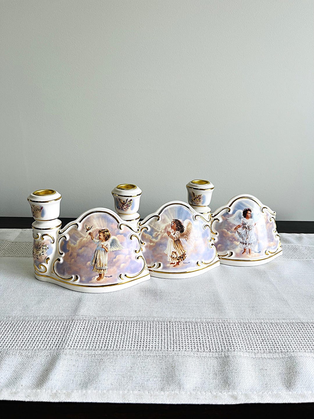 Angel Candle Holders Circle of Light Collection Dona Gelsinger Circa ...