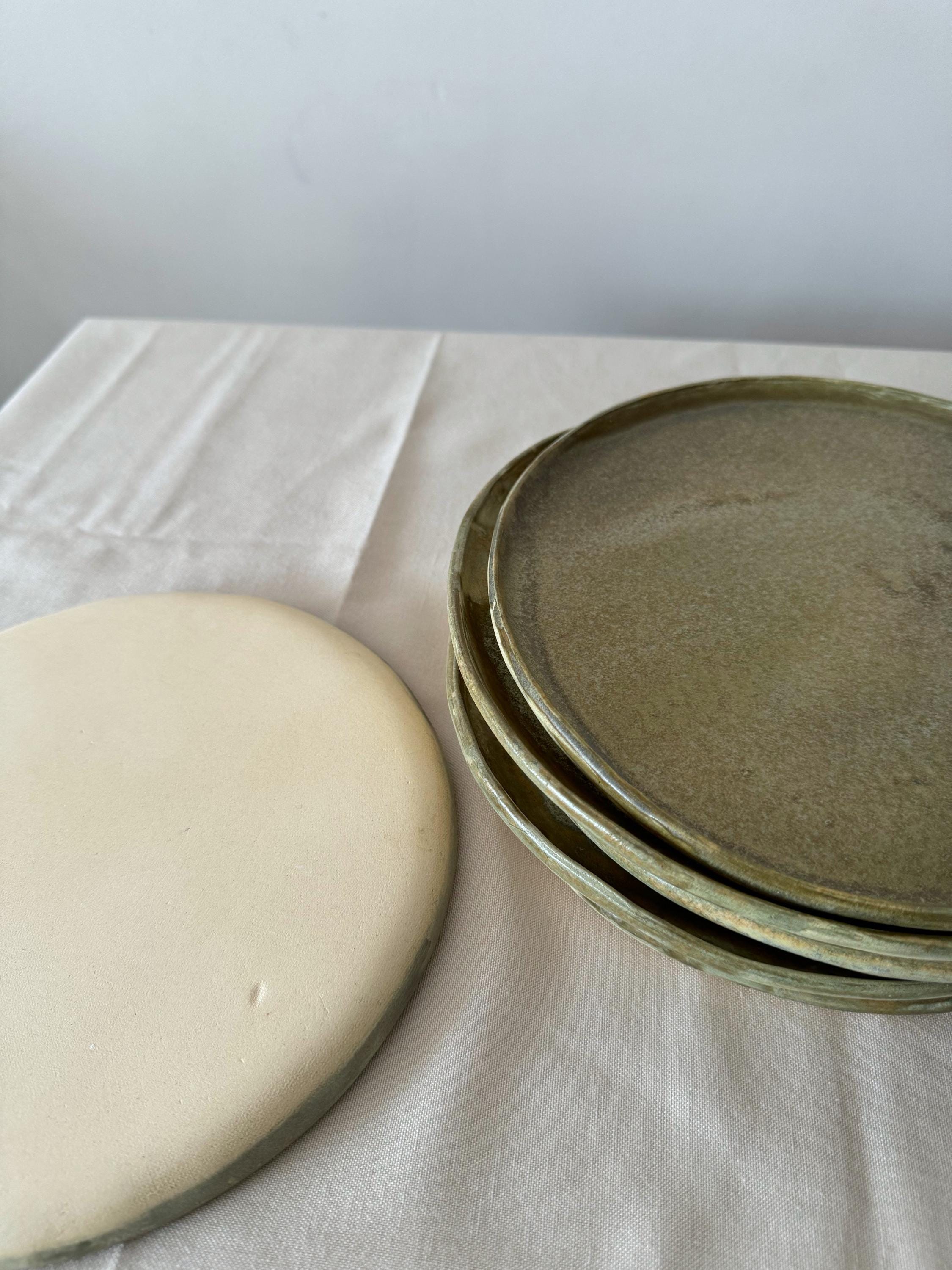 Handmade Green Stoneware Ceramic Plate Original Handmade Pottery Clay ...