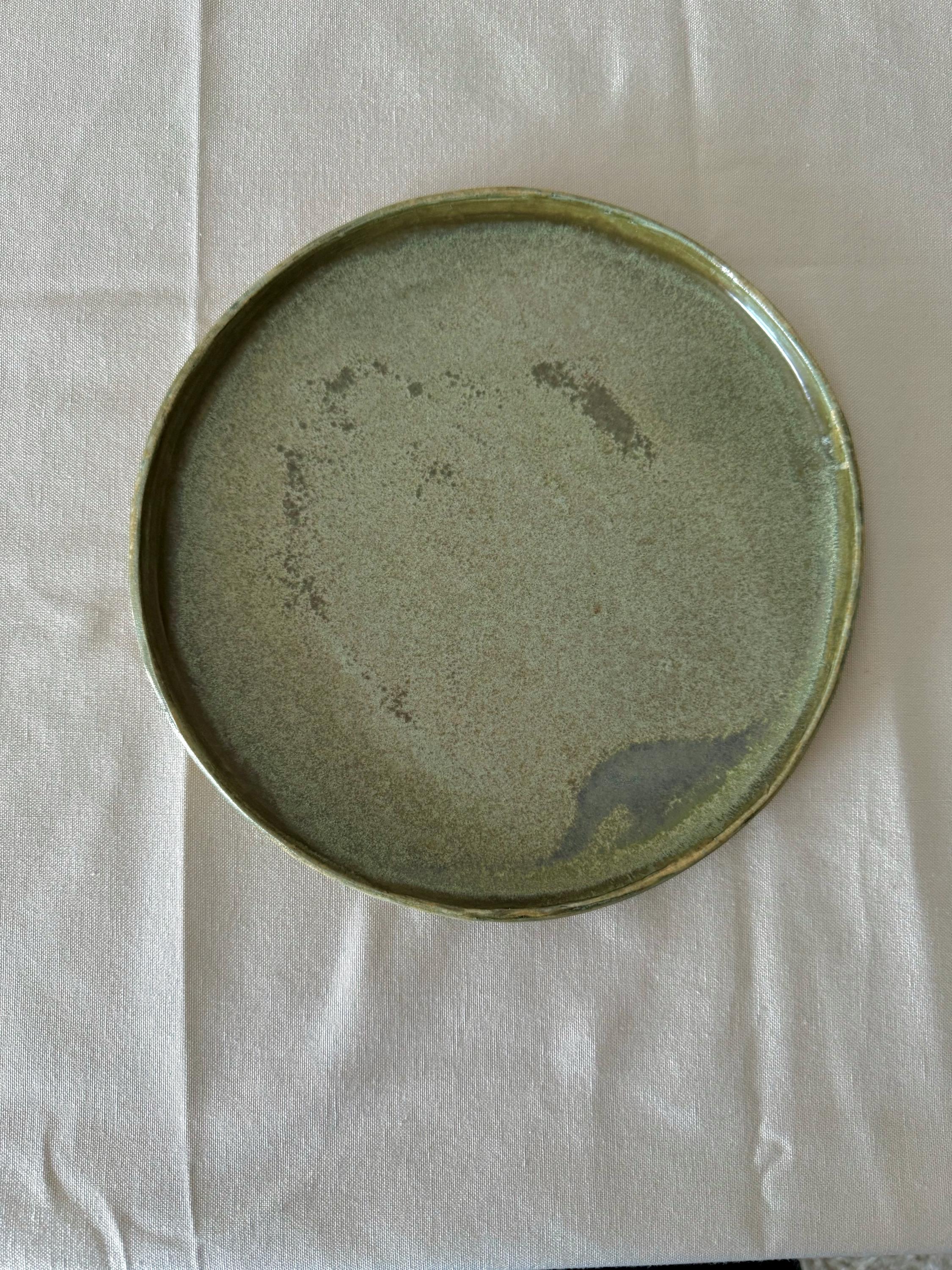 Handmade Green Stoneware Ceramic Plate Original Handmade Pottery Clay ...