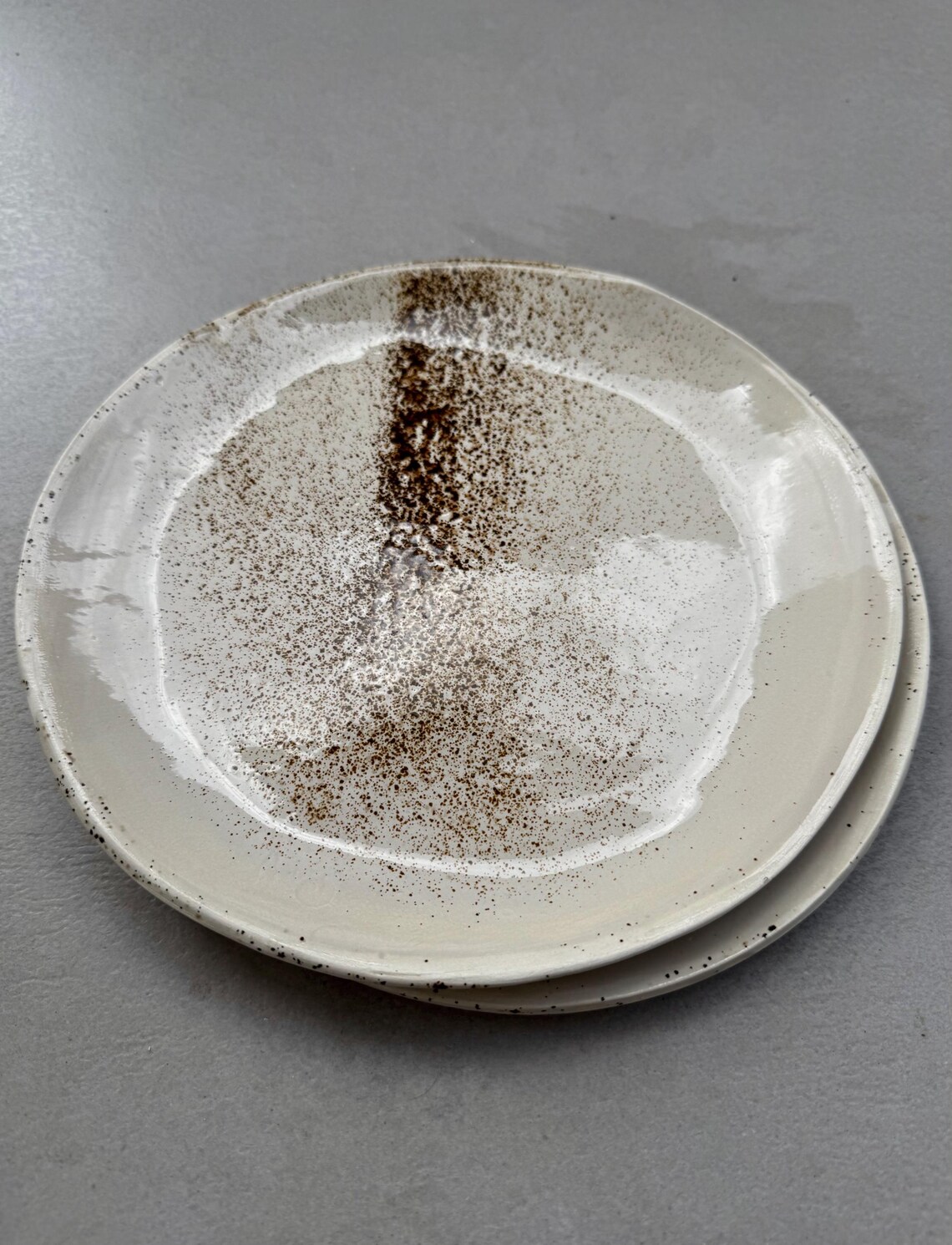 White Texture & Earthy Speckled Glaze - White Ceramic Plate Minimalist ...