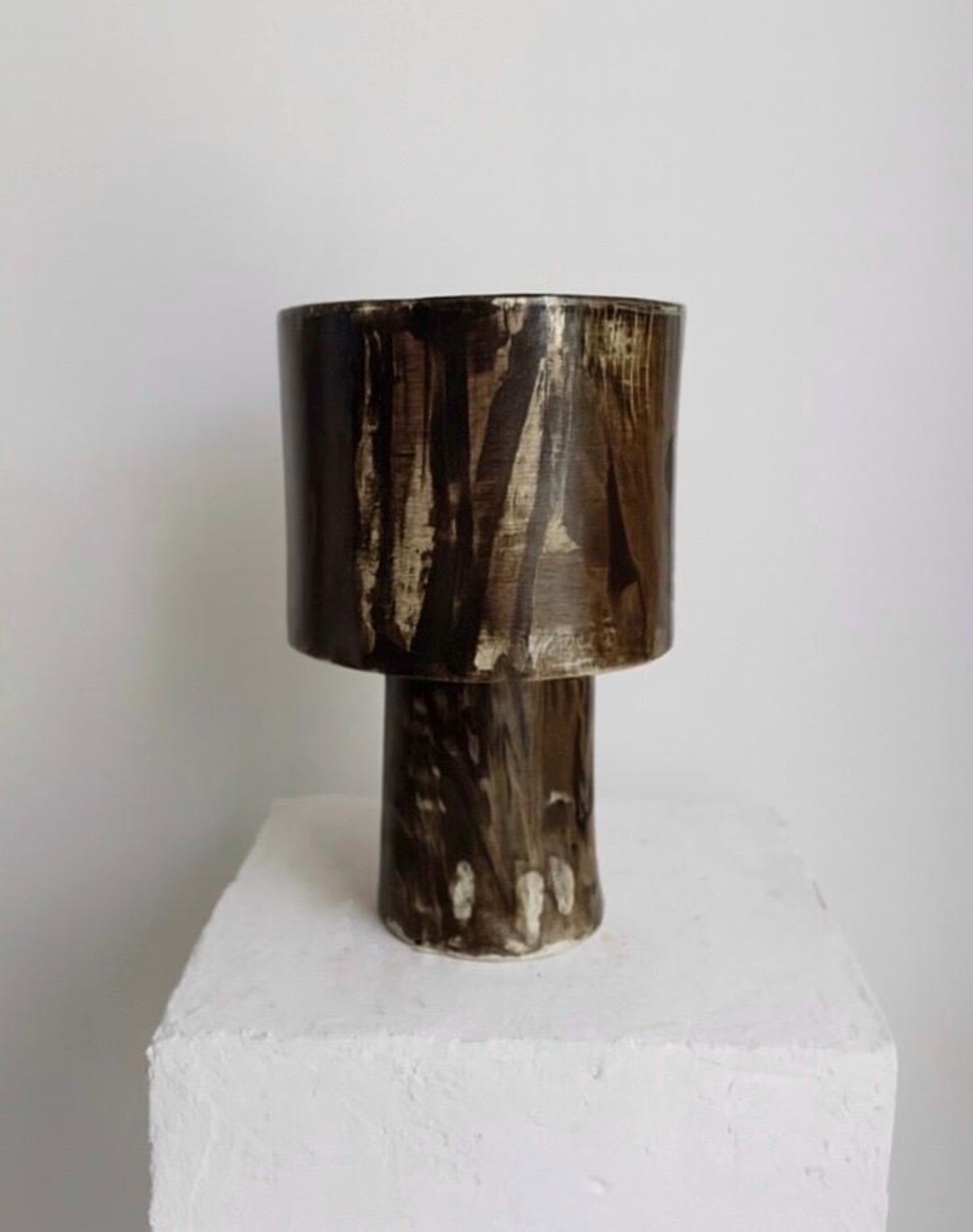 Handmade Ceramic Lamp With Brown Glaze and Expressive Drip Textures - Etsy