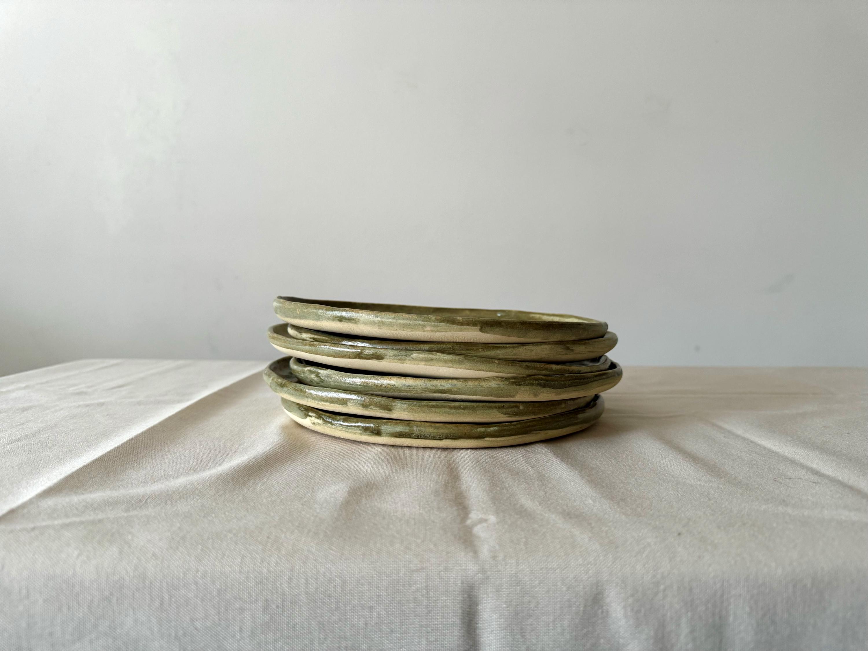 Handmade Green Stoneware Ceramic Plate Original Handmade Pottery Clay ...