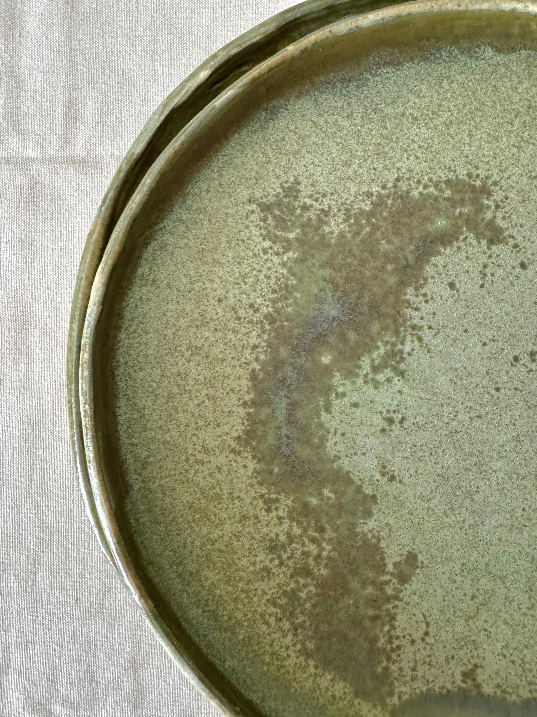 Handmade Green Stoneware Ceramic Plate Original Handmade Pottery Clay ...