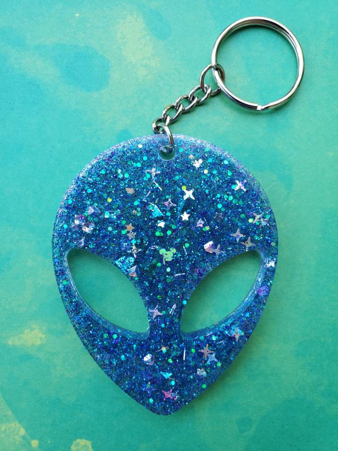 Alien Blue Glitter Keychain Alien keychain Alien keychain | Etsy