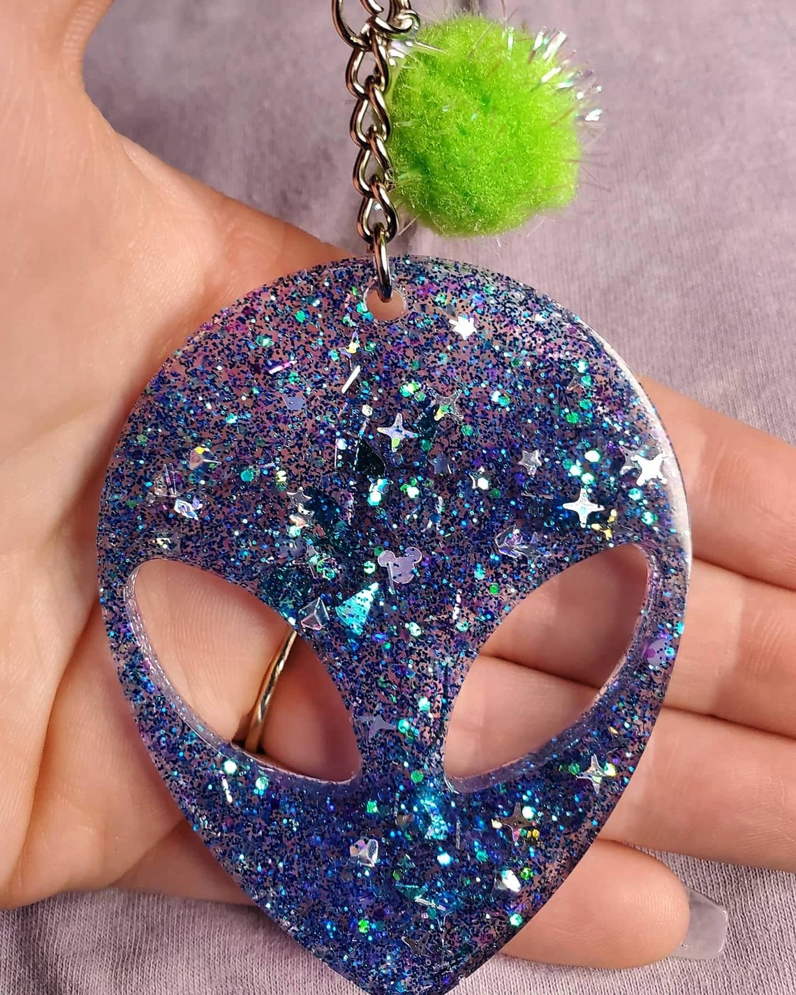 Alien Blue Glitter Keychain Alien keychain Alien keychain | Etsy