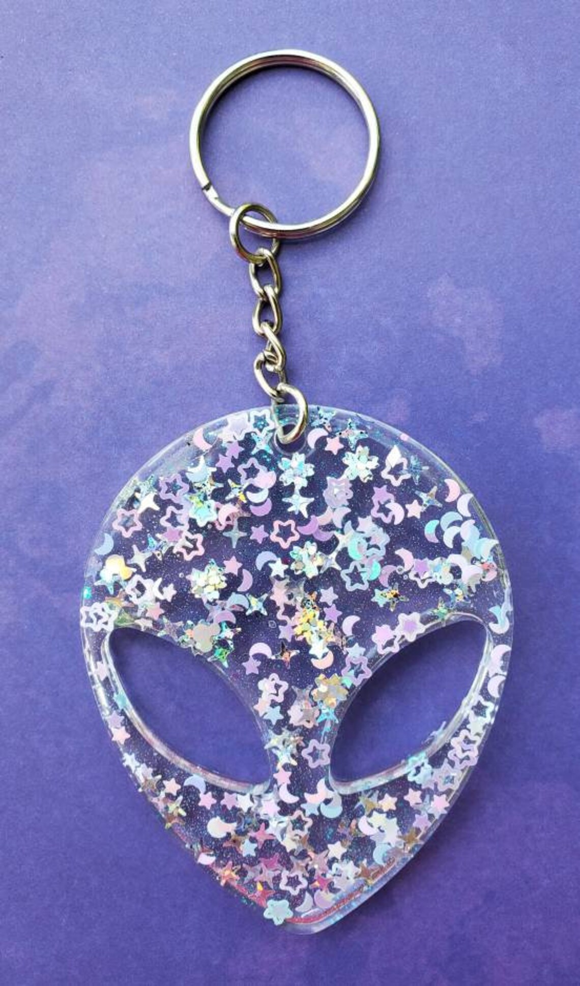 Celestial Alien Keychain alien keychain glitter alien | Etsy