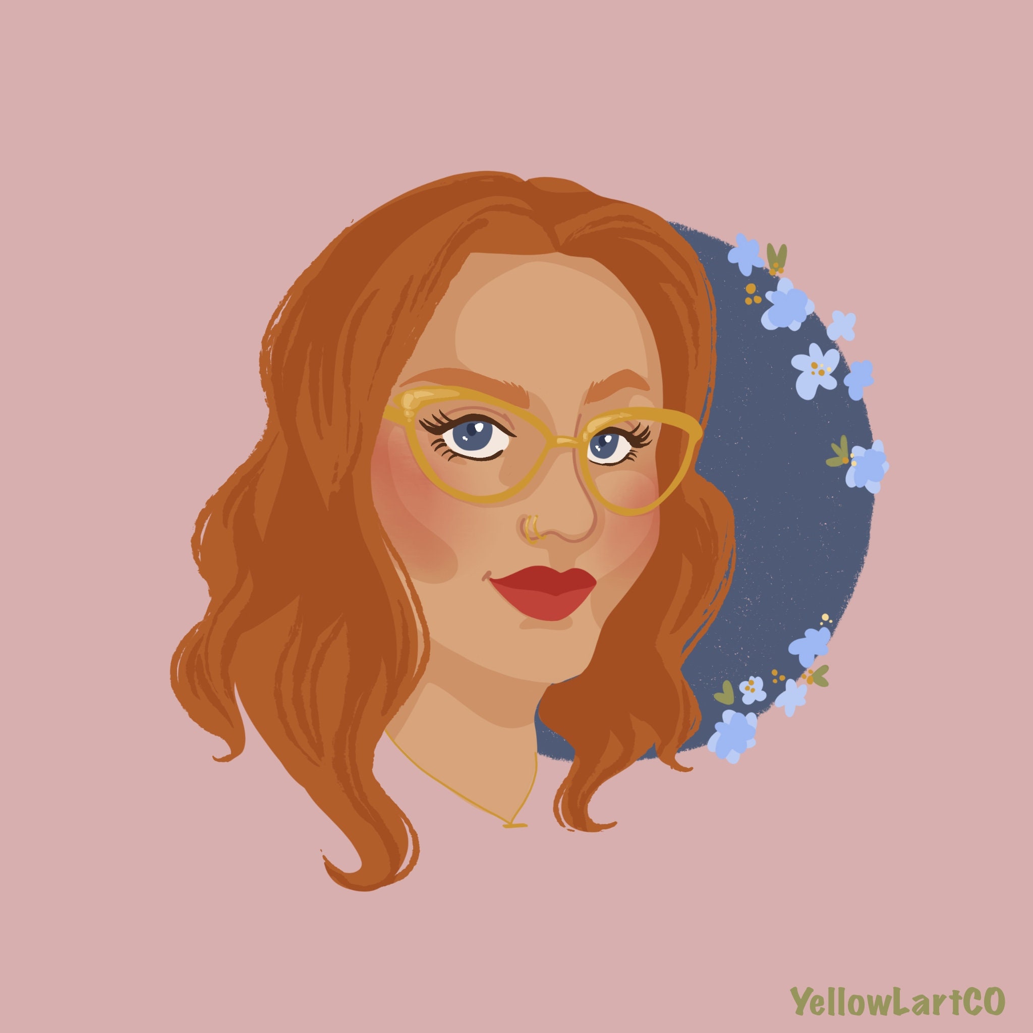 Digital Headshot Portrait Instagram Icon, Gift Idea Illustrated ...