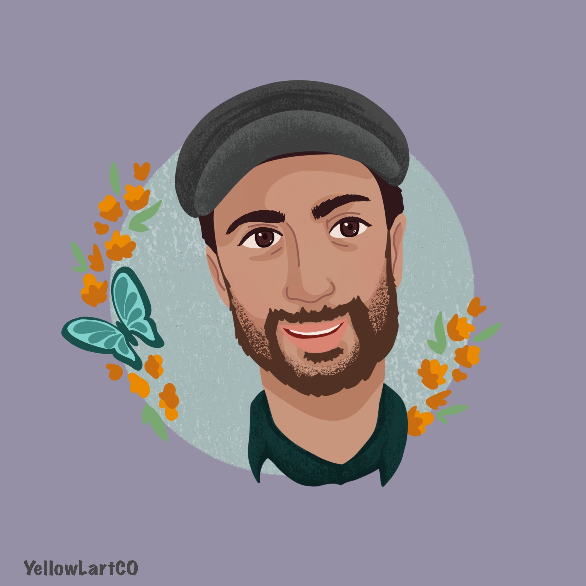 Digital Headshot Portrait Instagram Icon, Gift Idea Illustrated ...