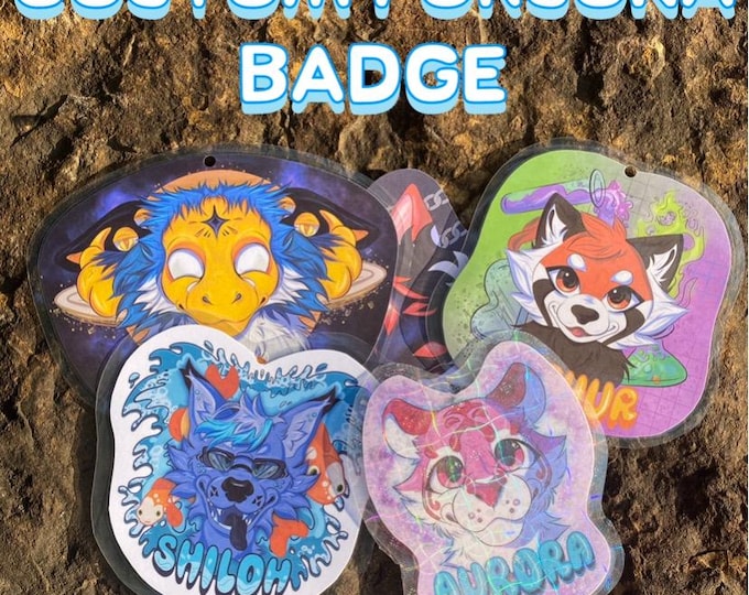 Fursona Badge | Custom Character Badge for Furries | Fully Customizable ...