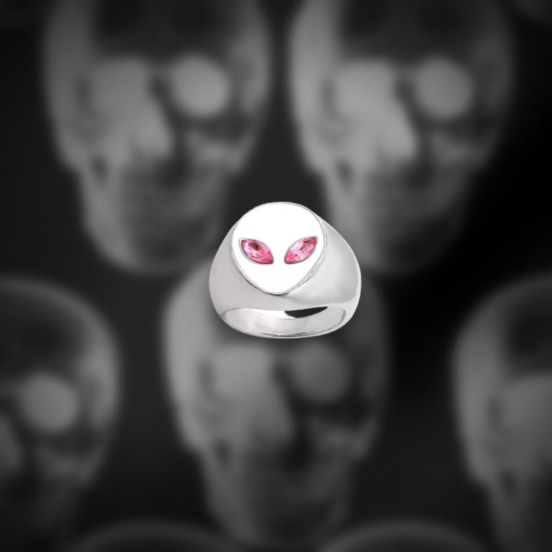 White Alien Silver Colour Ring Alien Jewellery Y2k - Etsy
