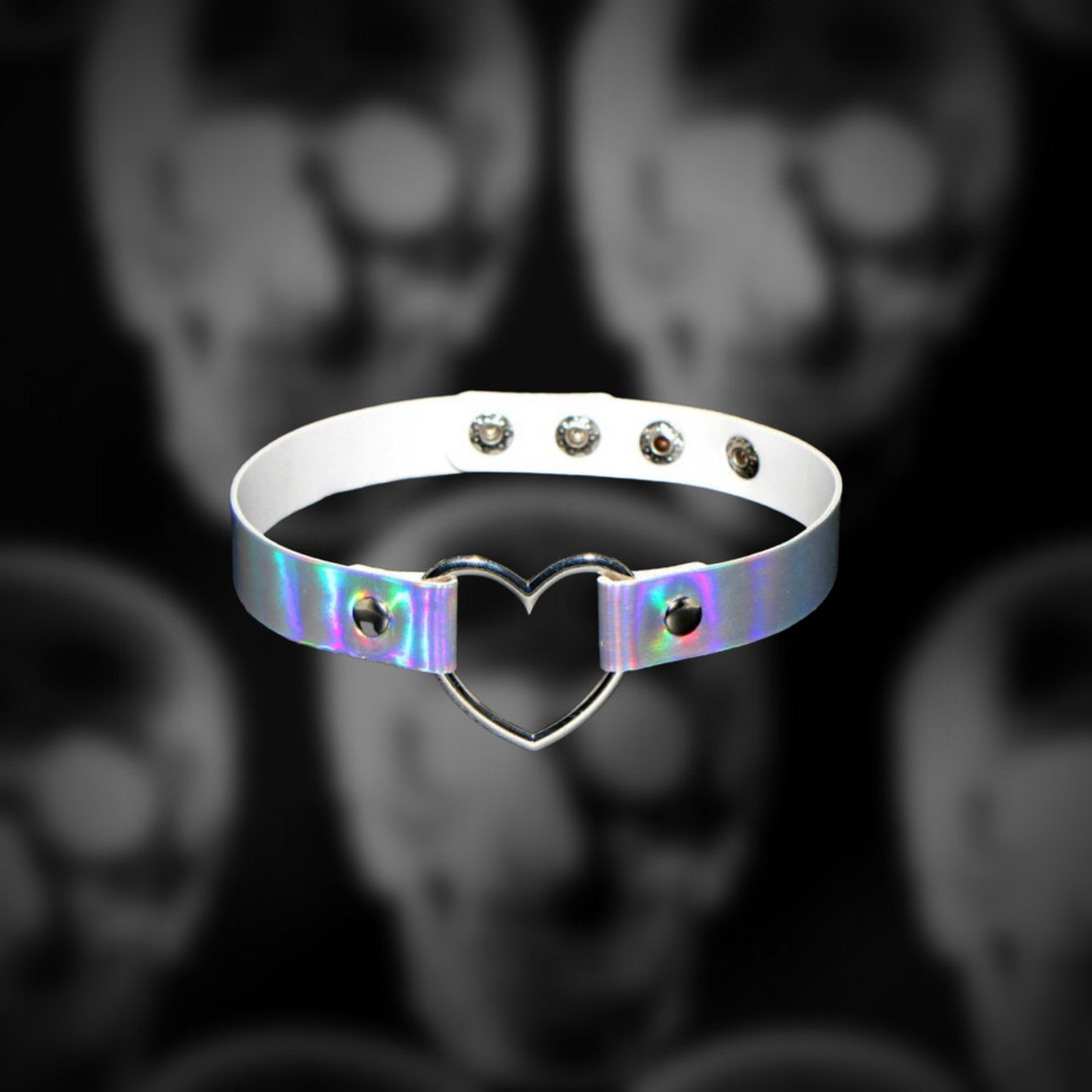 Holographic Heart Choker Y2k Choker Multicolour Choker - Etsy