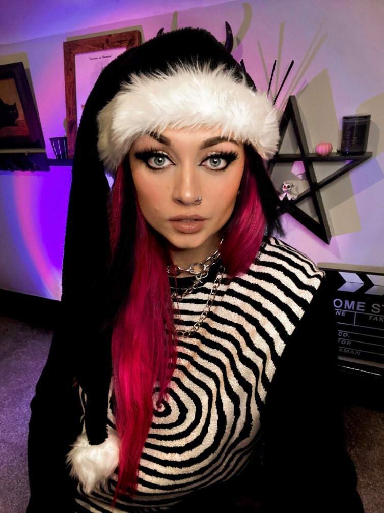 Pink Santa Hat Pink Emo Santa Hat Pink Christmas Hat Emo - Etsy UK