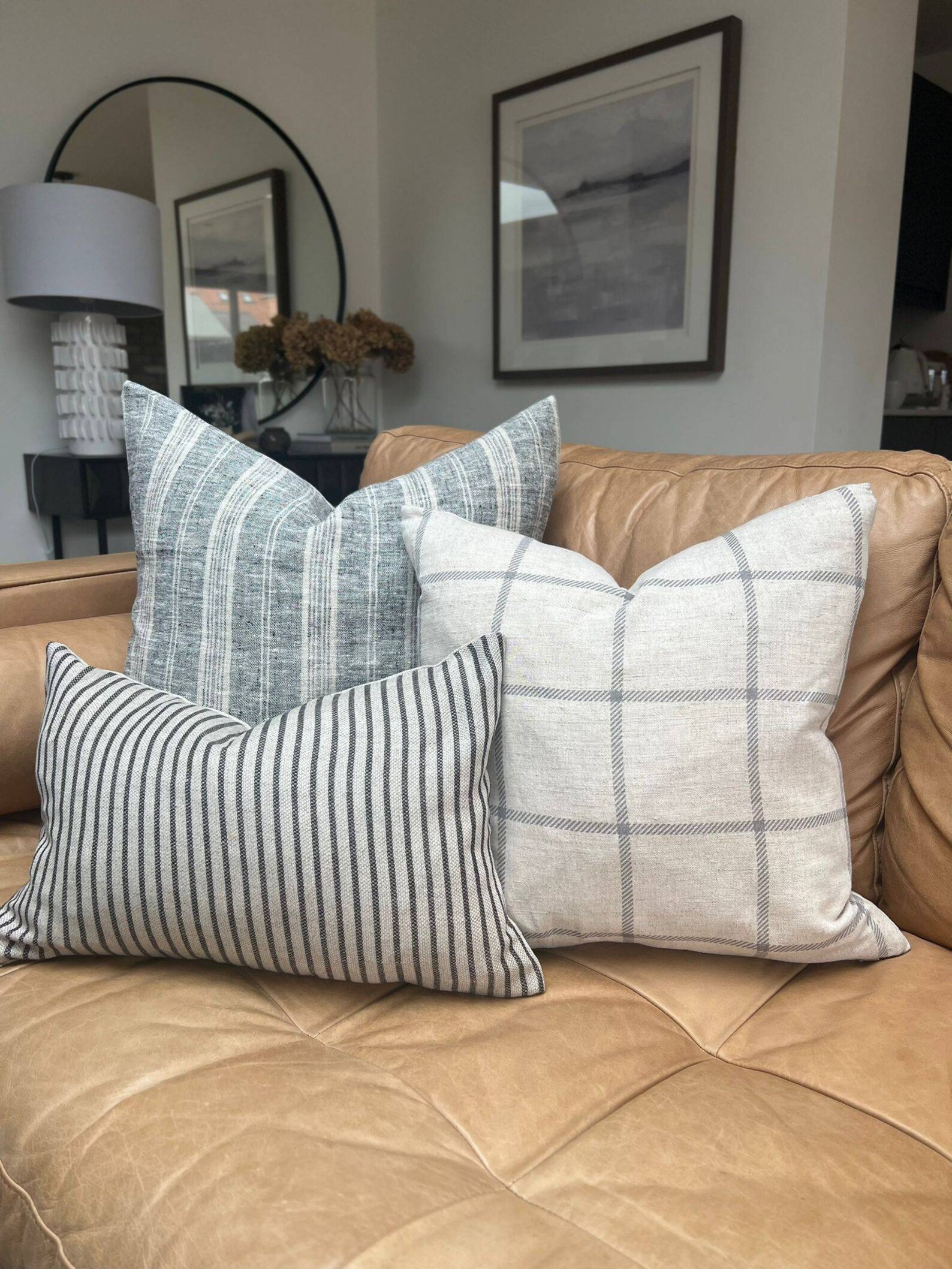 Cushion Bundle: 3x Natural Linen Cushion Covers Black - Etsy UK