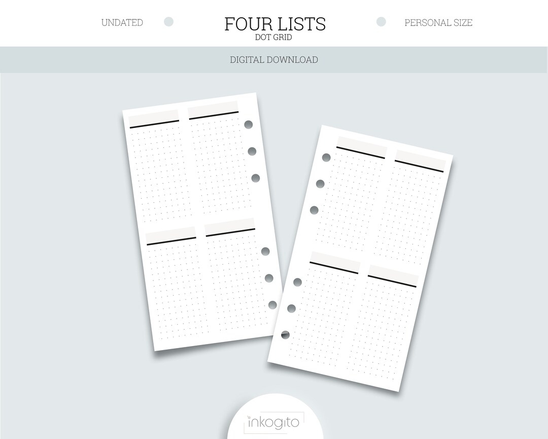 Four Lists 4 Vertical Boxes With Dot Grid Printable Insert - Etsy