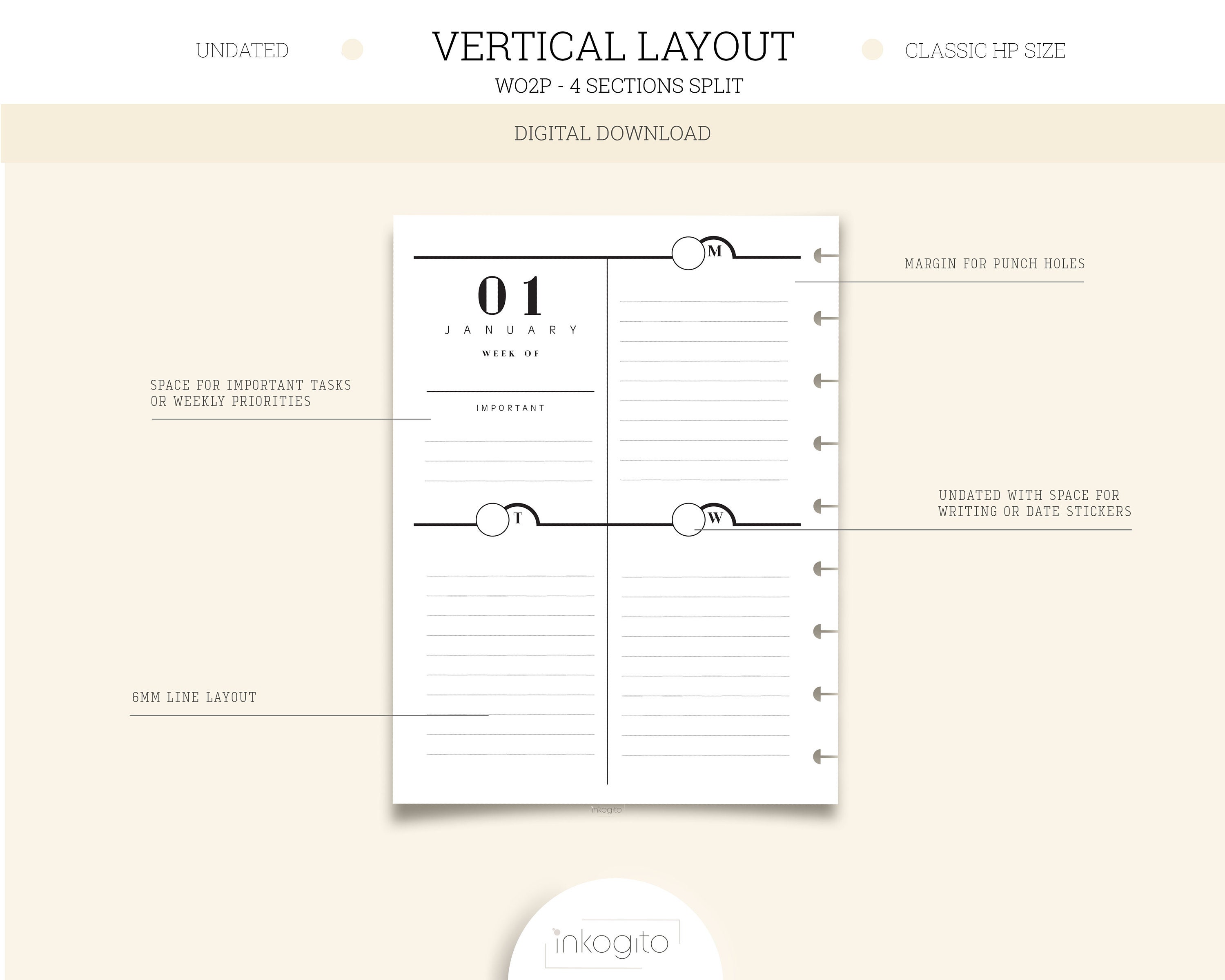 CLASSIC HAPPY PLANNER Printable Undated Vertical Grid Layout With Lined ...