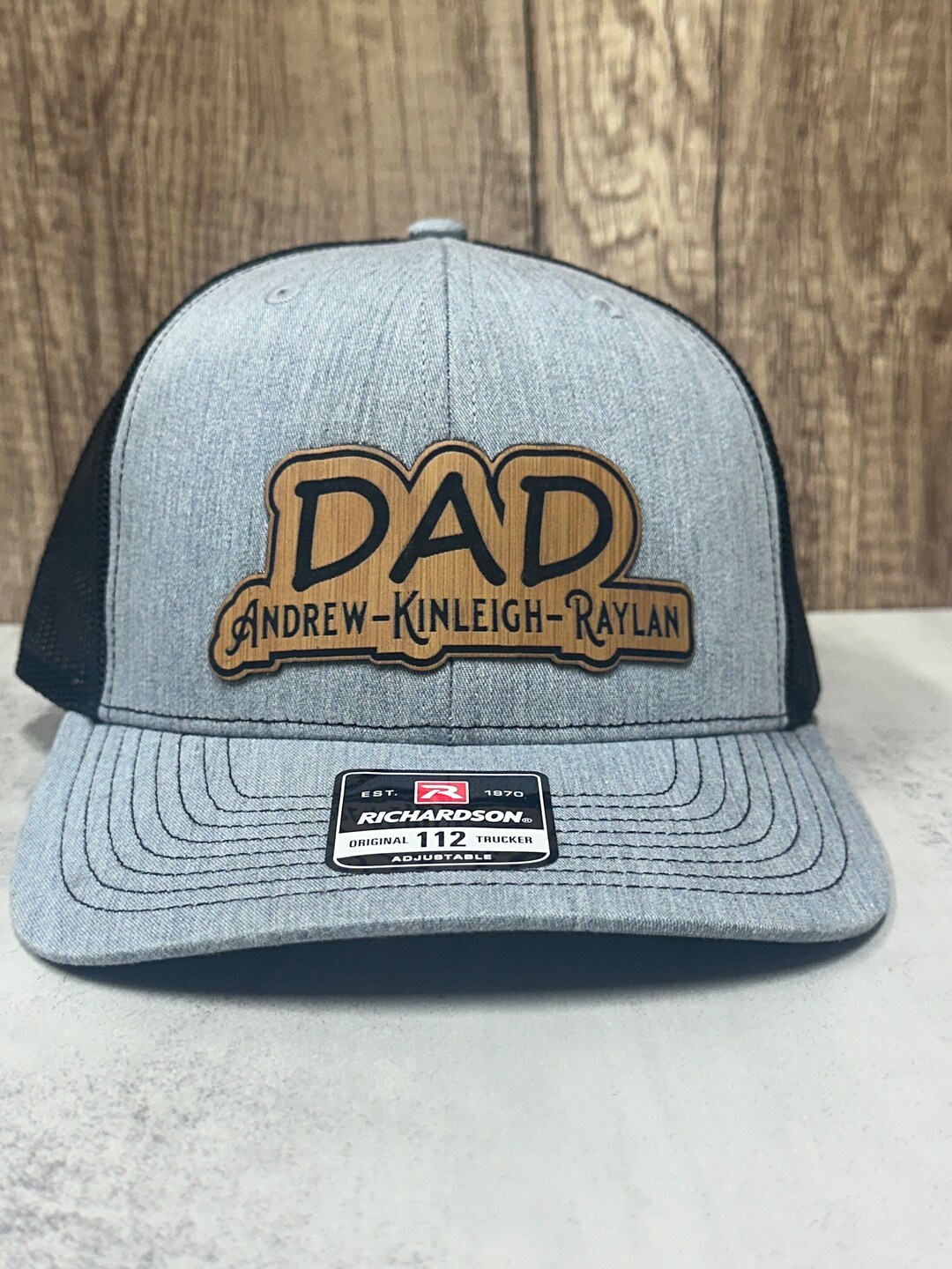 Personalized Dad Hats With Kids Names, Engraved Leather Patch Hats ...