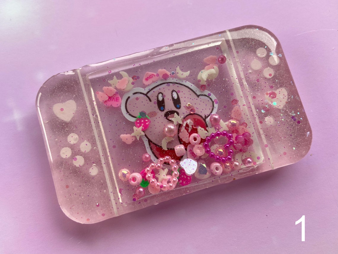 Handmade Nintendo Switch X Kirby Large Resin Shaker Charm Keychain - Etsy