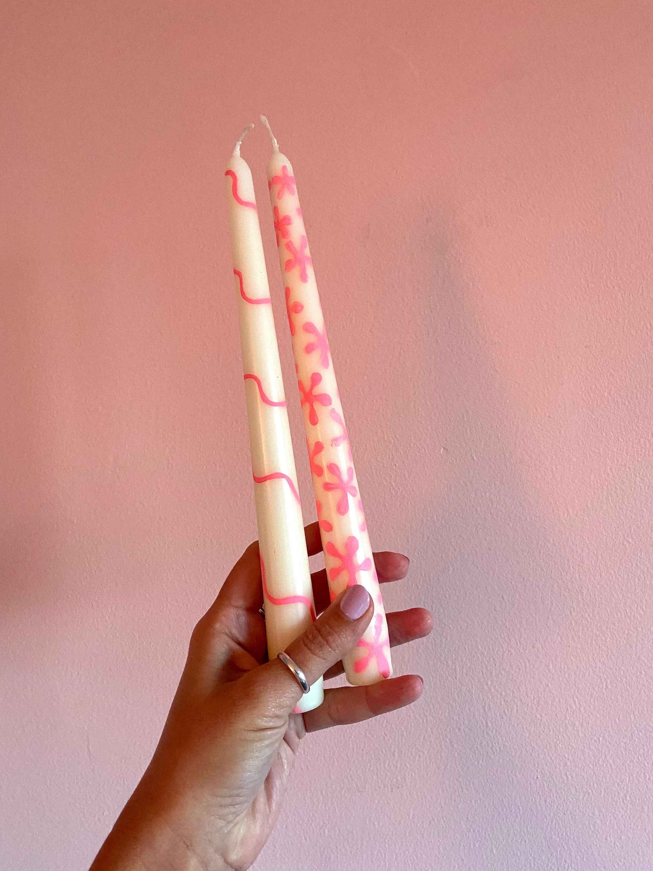 Squiggle Handpainted Candles - Etsy