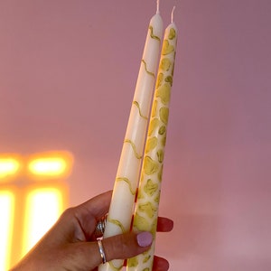 Squiggle Handpainted Candles - Etsy