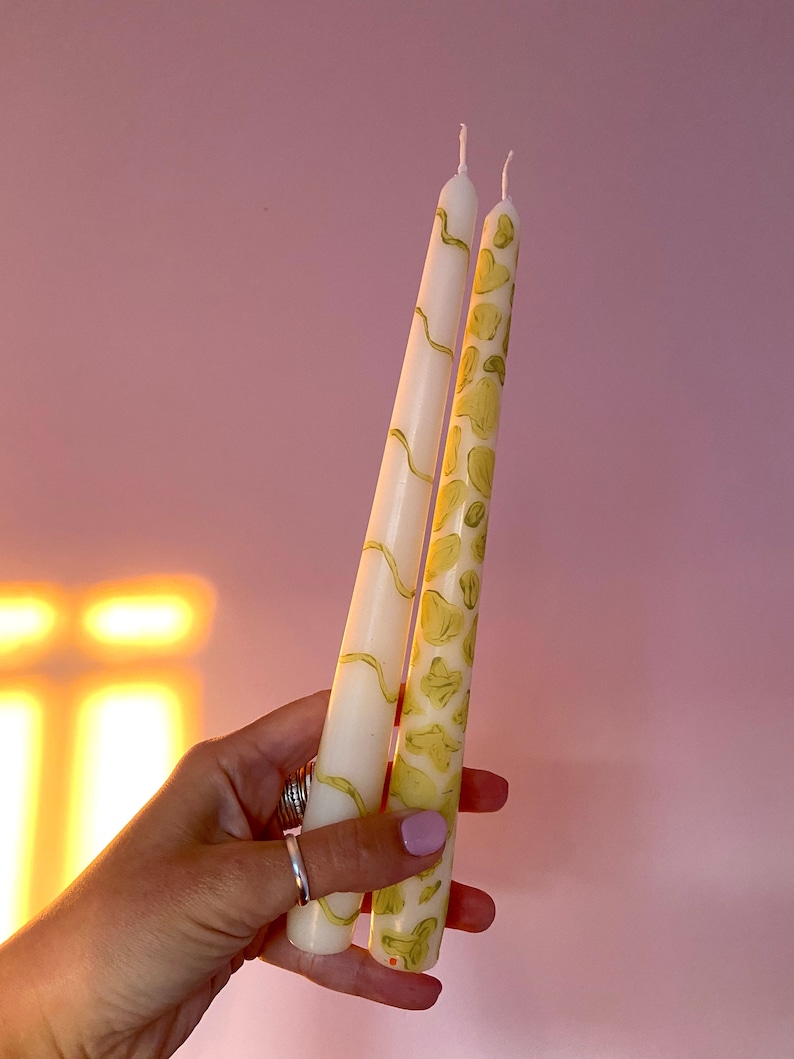 Squiggle Handpainted Candles - Etsy