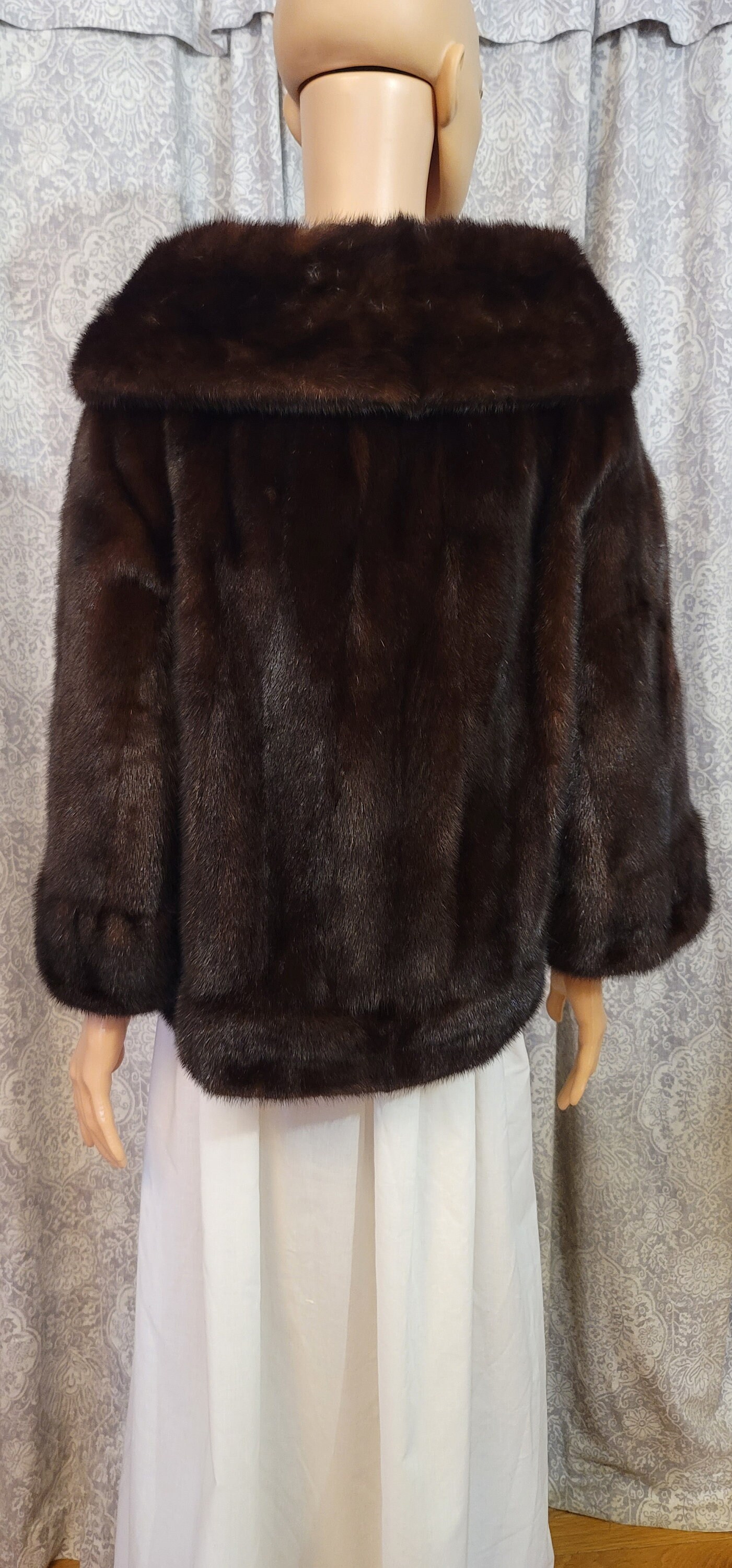 Vintage Dark Brown Mink Coat With Shawl Collar Three Quarter - Etsy