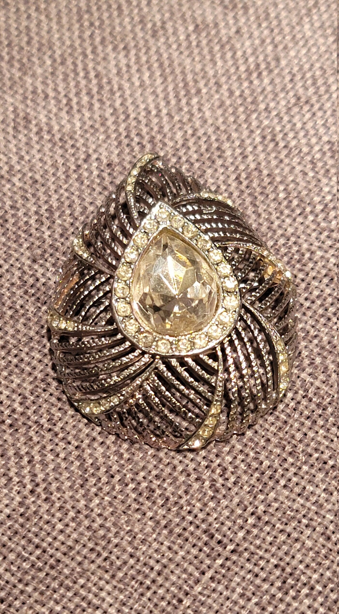 Carolee Tear Drop Pin With Rhinestones - Signed - Etsy