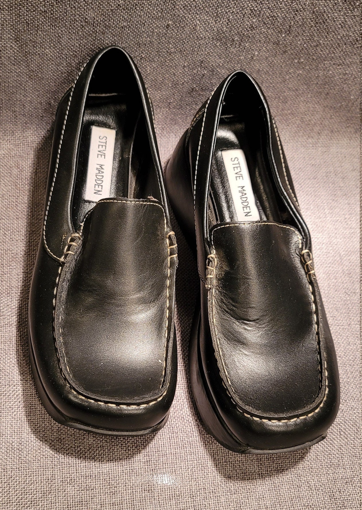 Steve Madden Square Toe Chunky Platform Black Shoes - 6 1/2 6.5 - Etsy