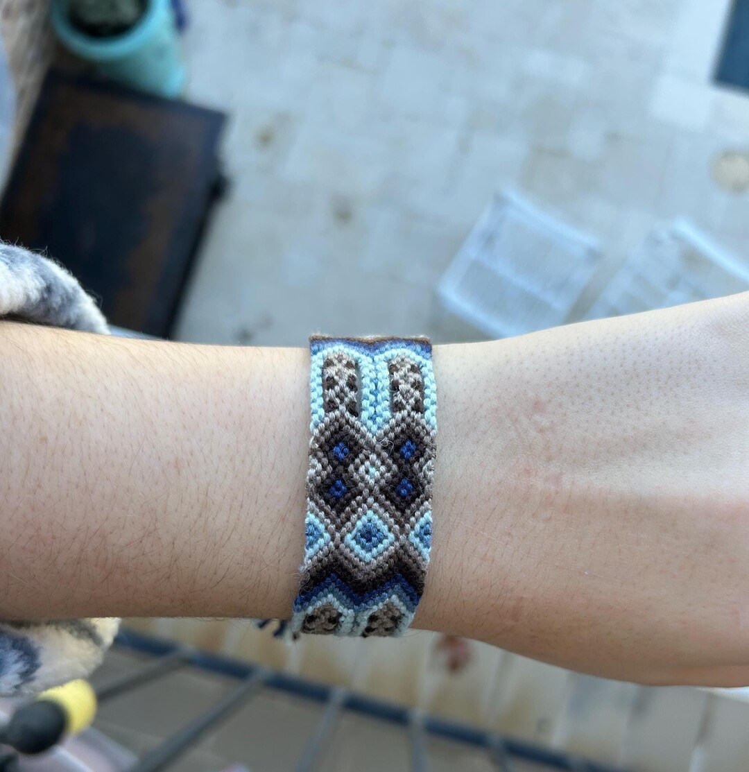 Double Aztec Wide Friendship Bracelet Handmade Knotted Woven Braided ...