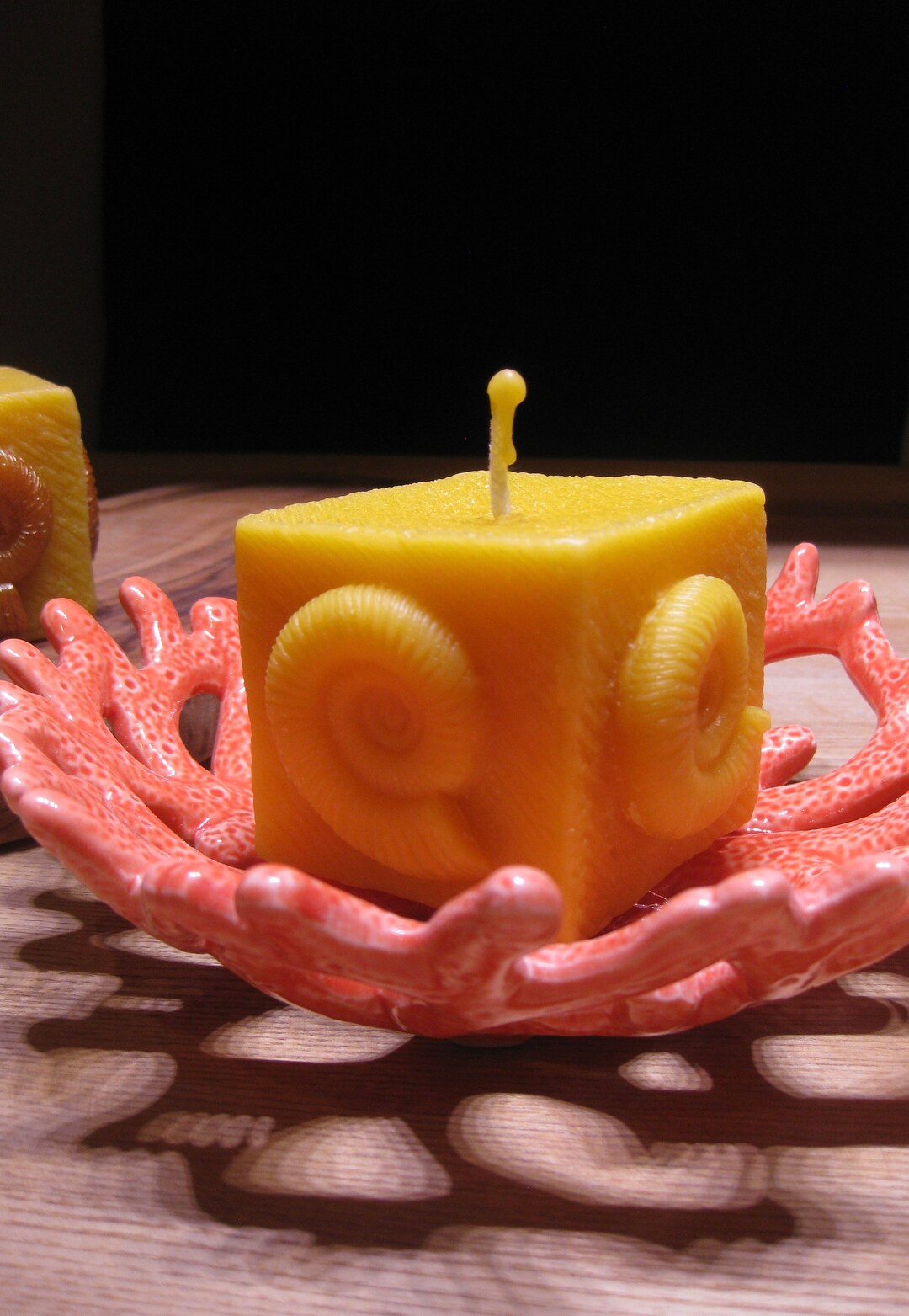 Rustic Beeswax Candle in Cube Shape Motif Ammonite 3 D - Etsy