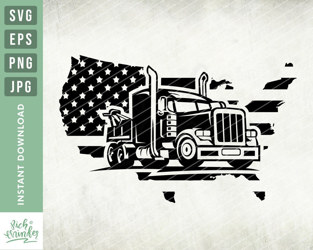 US Semi Truck Svg File, Truck Svg, Semi Truck Svg, US Truck Driver ...