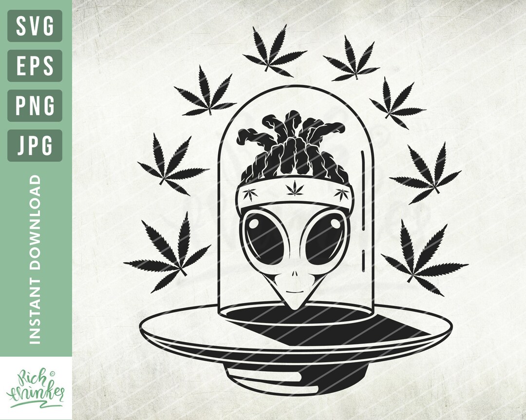 UFO Alien Weed Svg, Smoking Joint Svg, Rasta Alien Svg, Smoking ...