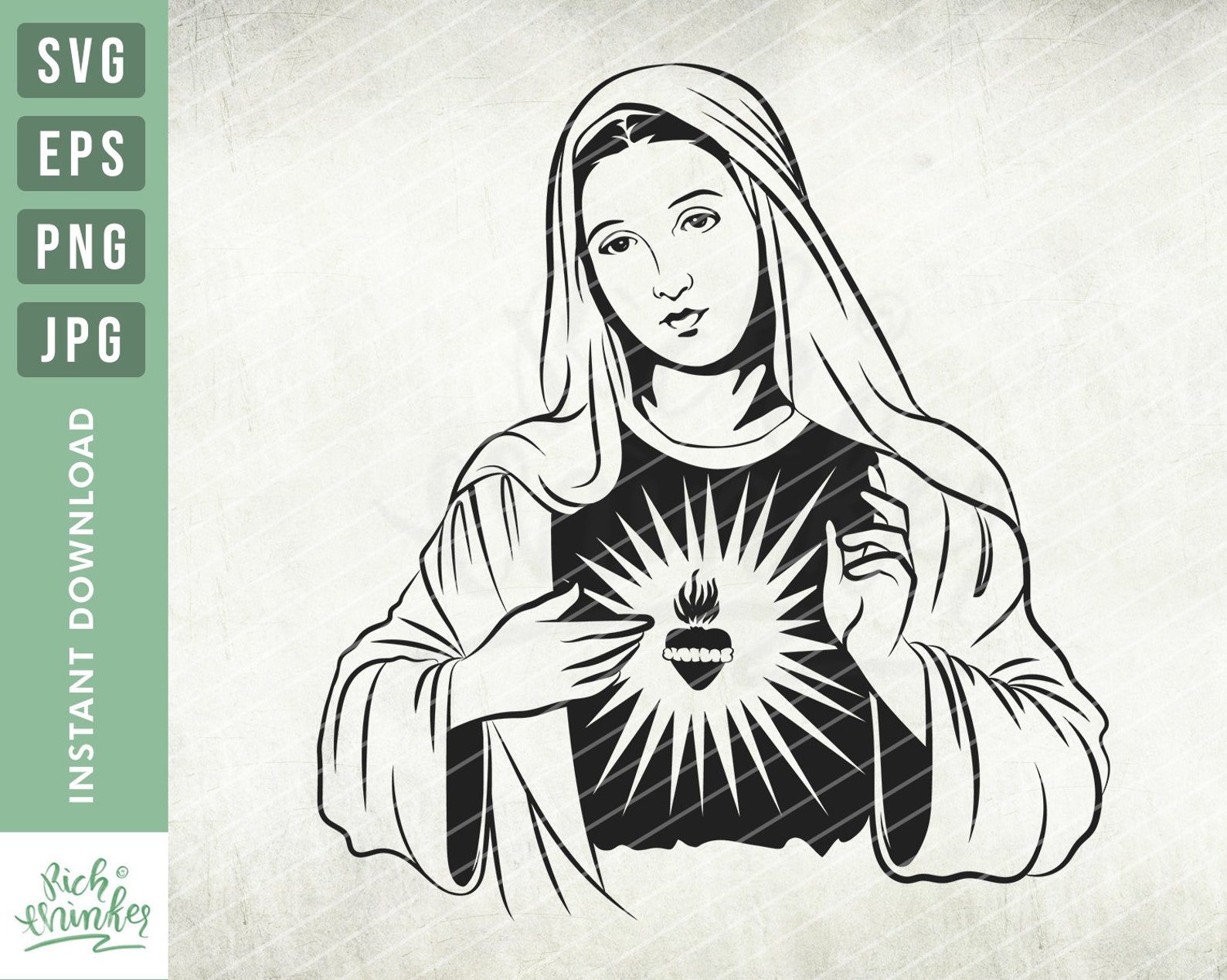 Virgen María Svg Corazón de la Madre María María Madre de - Etsy España
