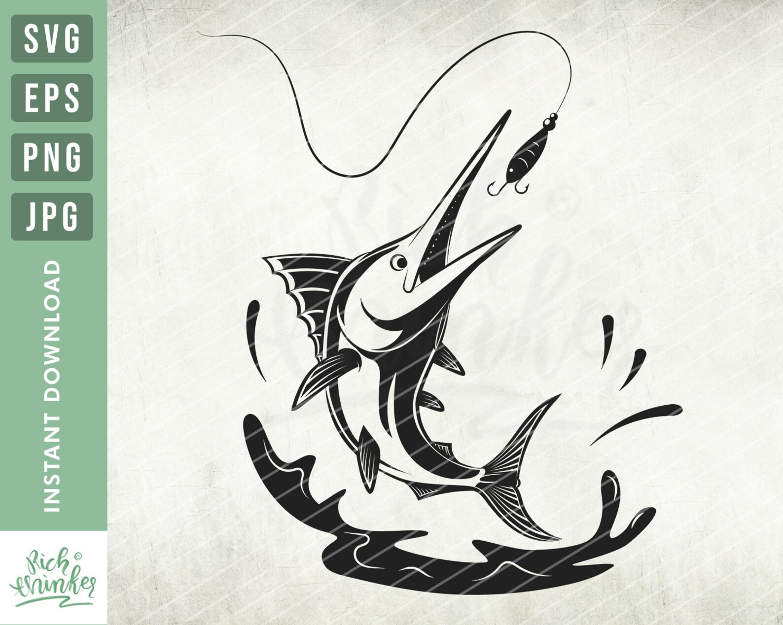 Blue Marlin Fish svg sword fish jumping svg Fish hook svg | Etsy