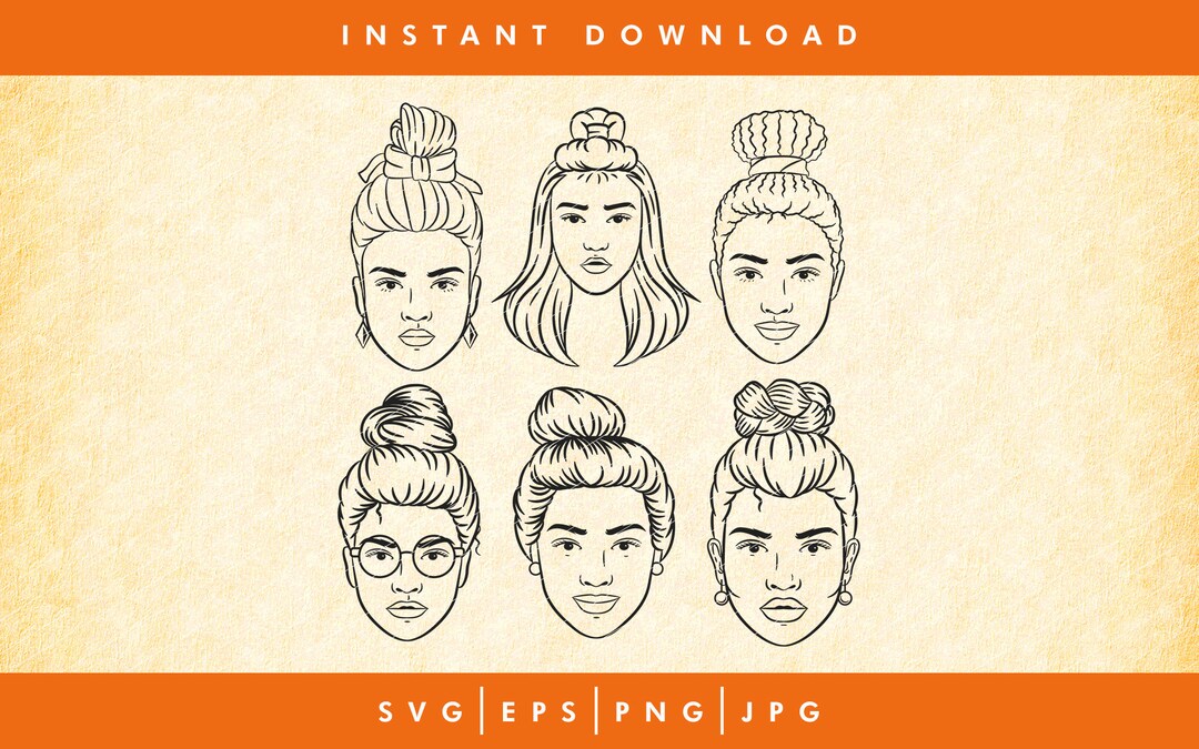 Mom Bun Hair Svg, Mom Life Svg, Bun Hair Svg, Bundle Skull Svg, Mom Svg ...