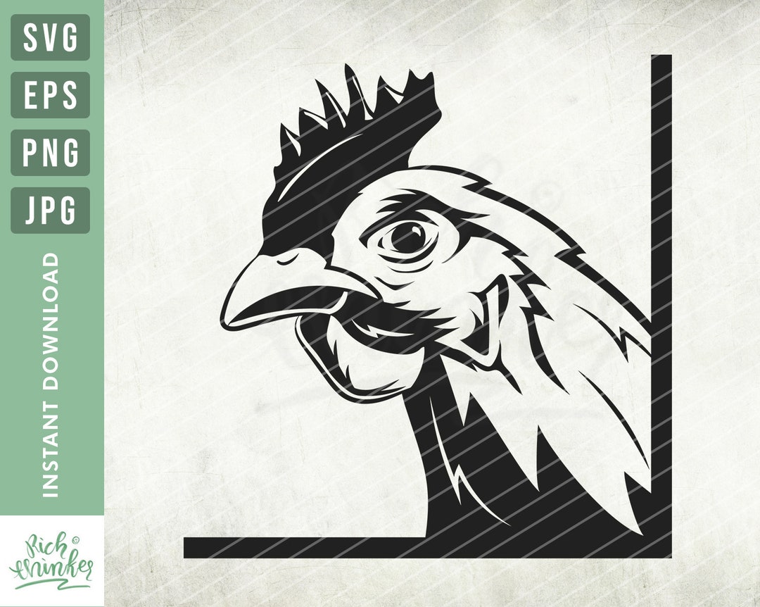 Chicken Head Svg. Chicken Svg Cut File, Rooster Svg File, Chicken Png ...