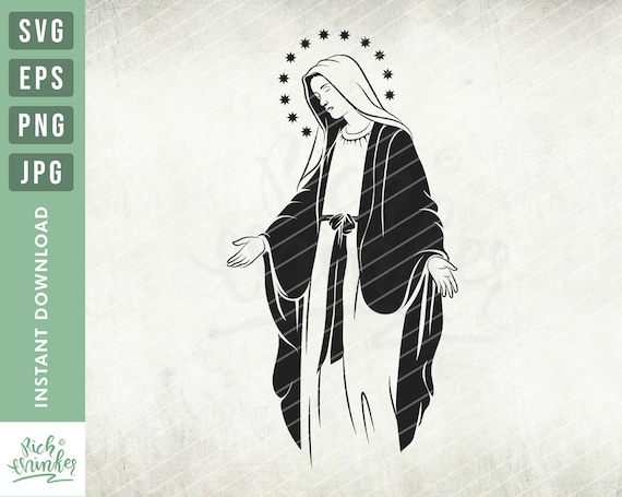 Virgin Mary Svg Mother Mary Clip art Mary Mother of God | Etsy