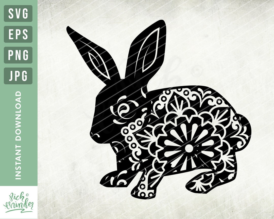 Rabbit Mandala Svg, Zentangle SVG, Clipart, Pet Svg, Mandala Pattern ...