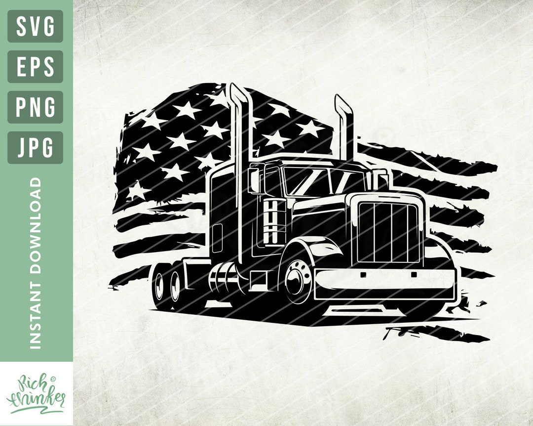 US Semi Truck Svg File, Truck Svg, Semi Truck Svg, US Truck Driver ...