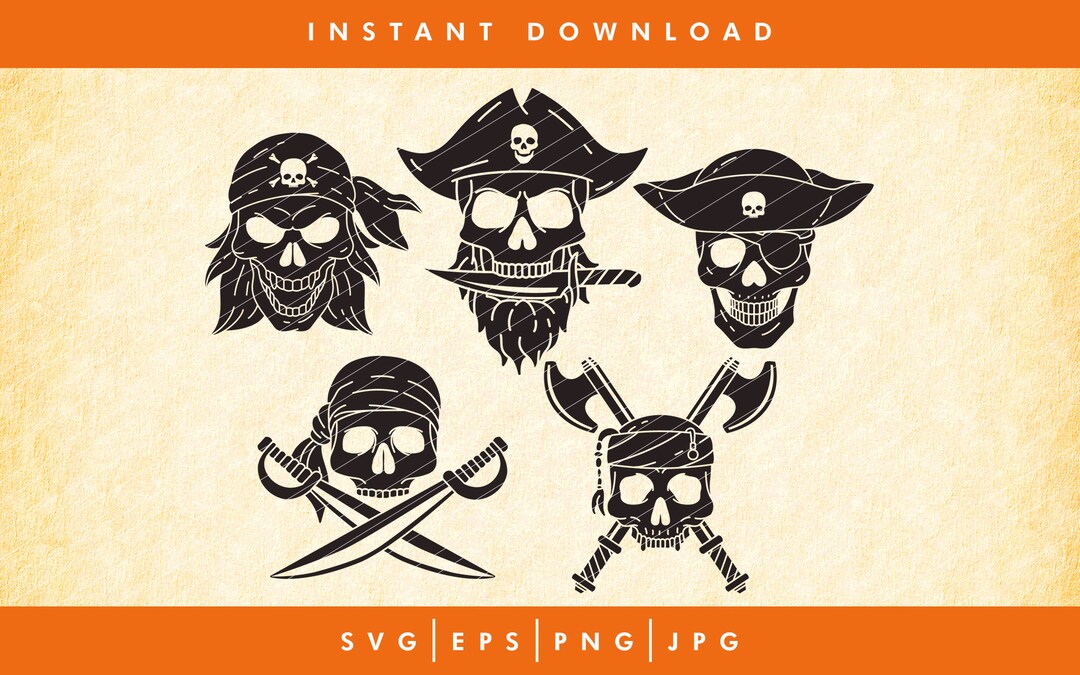Pirates Skull SVG, Pirate SVG, Skull Svg, Silhouette Clipart, Pirate ...