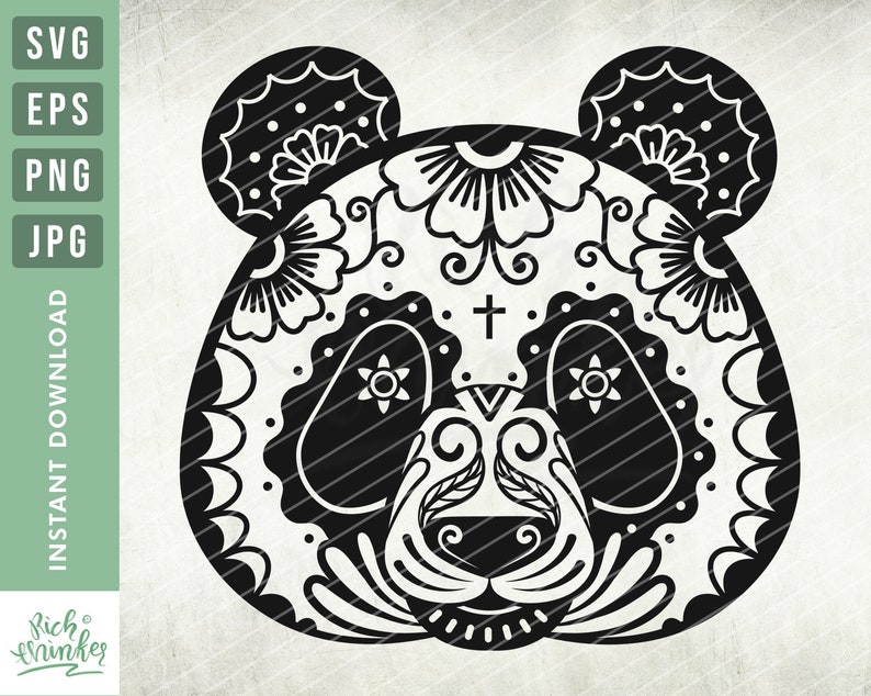 Candy Skull Panda SVG Day of the Dead Dia De Los Muertos | Etsy