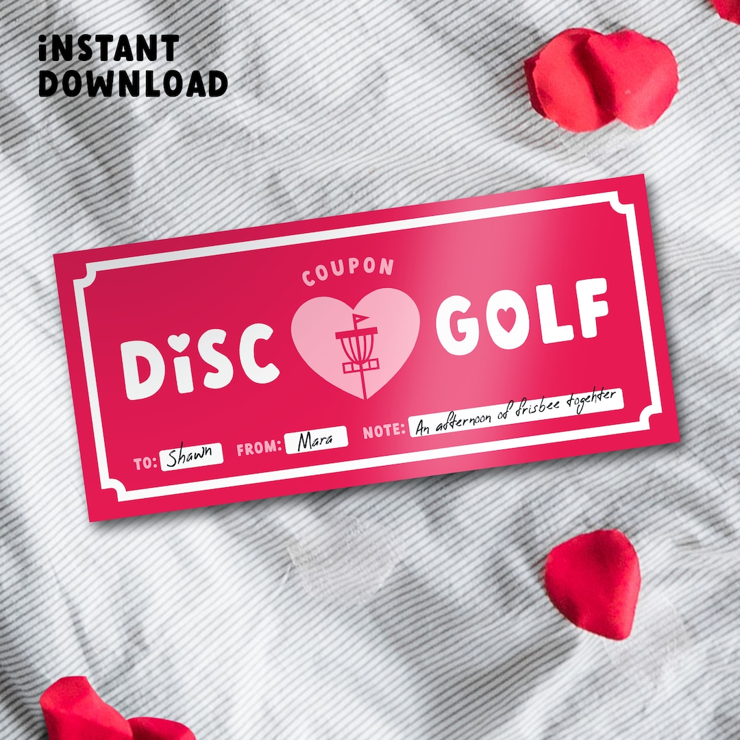 Disc Golf Gift Coupon | Frisbee Valentine or Anniversary | Cute Frolf ...
