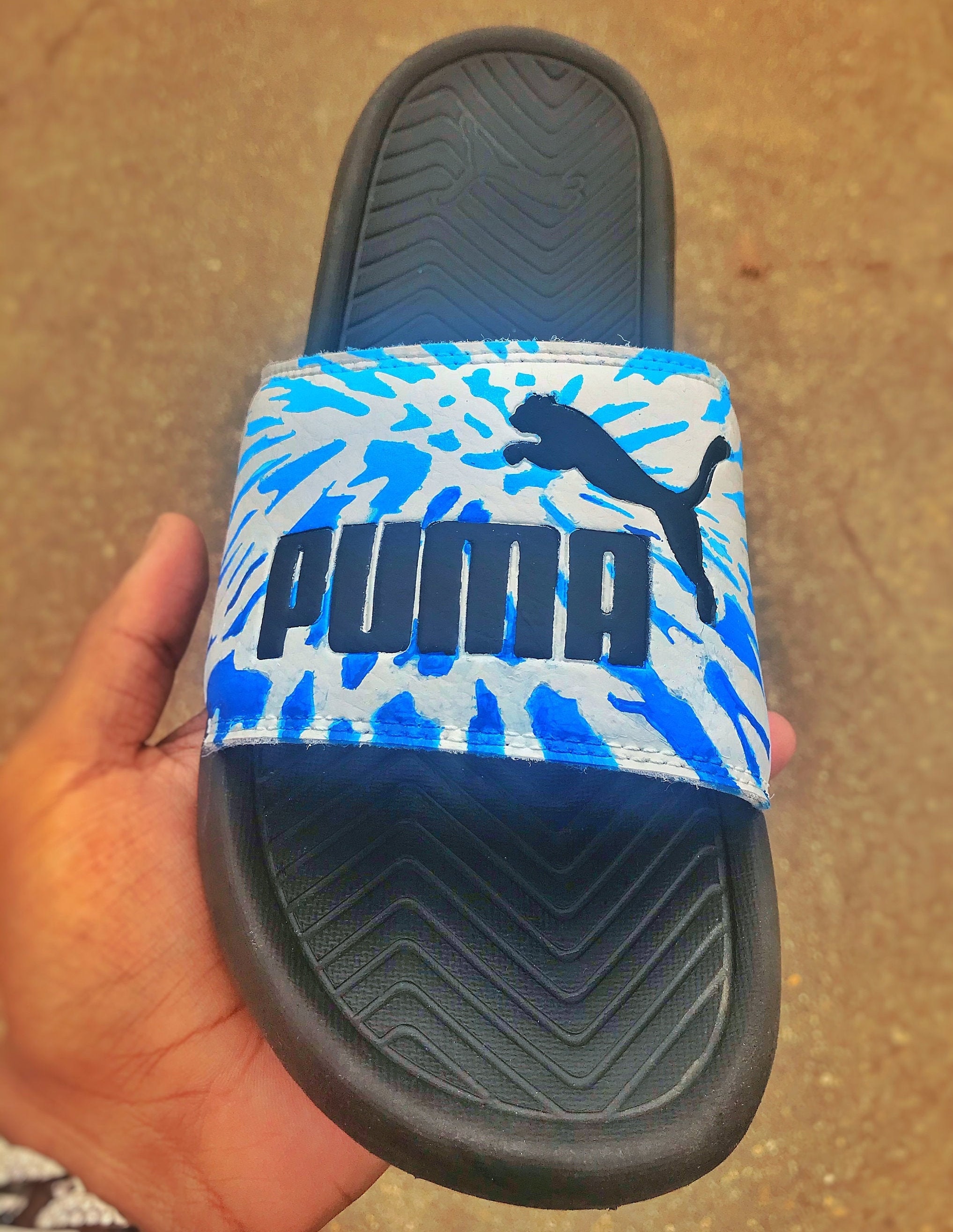 Custom Puma Classic Slides Tie-dye - Custom Color - Hand Painted Puma ...