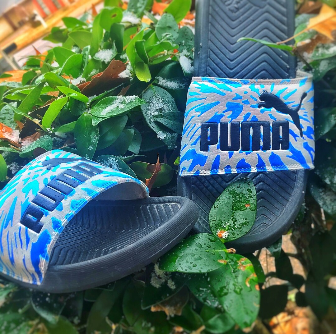Custom Puma Classic Slides Tie-dye - Custom Color - Hand Painted Puma ...